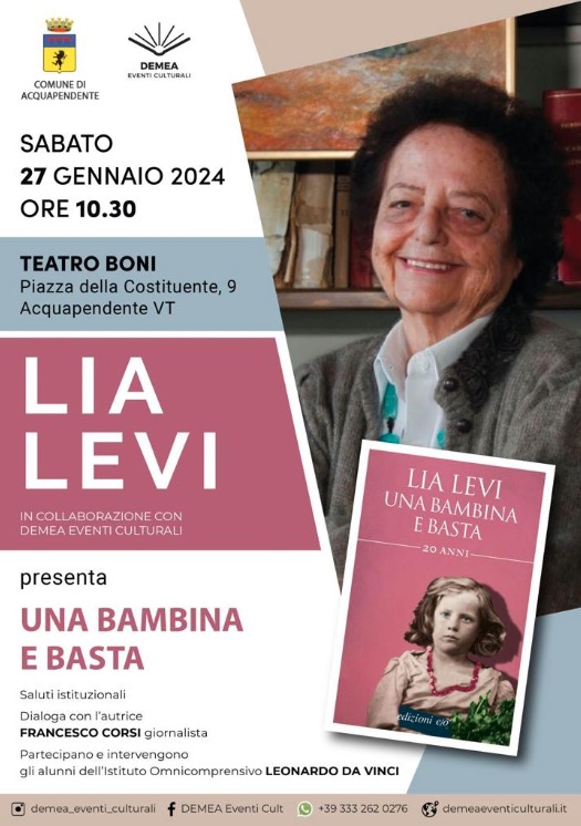 Giorno della Memoria, ad Acquapendente la testimonianza di Lia Levi ...